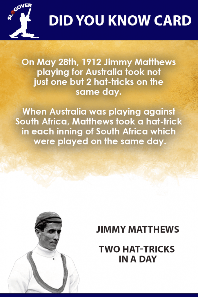Jimmy Matthews, Two Hat-Tricks In A Day