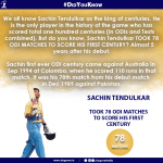 SACHIN TENDULKAR FIRST CENTURY. World's Best Batsman Sachin took 78 ODI ...